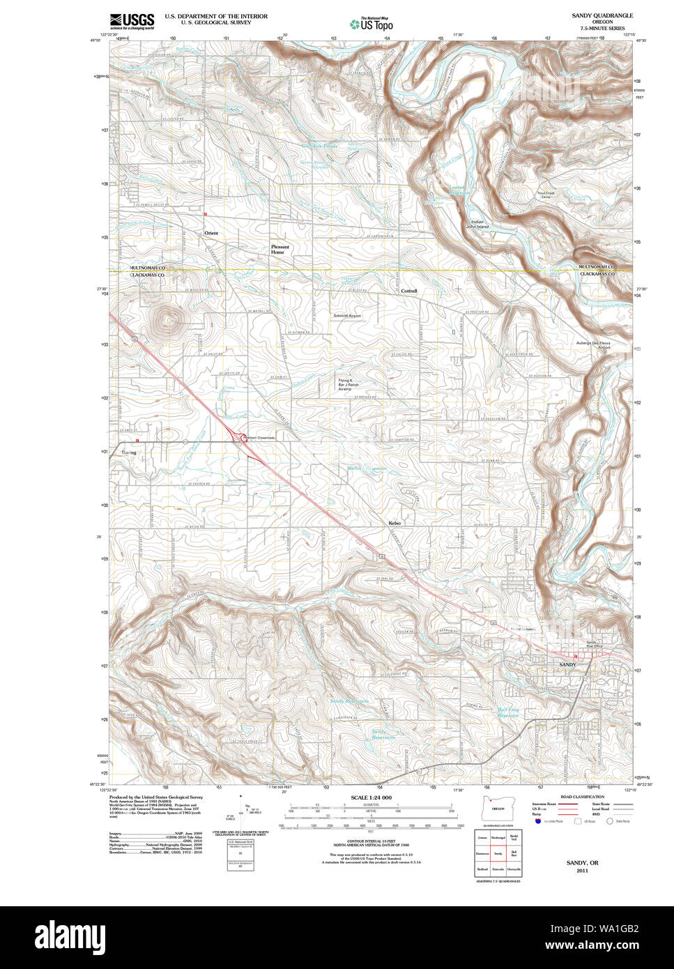 Map of sandy oregon Cut Out Stock Images & Pictures - Alamy