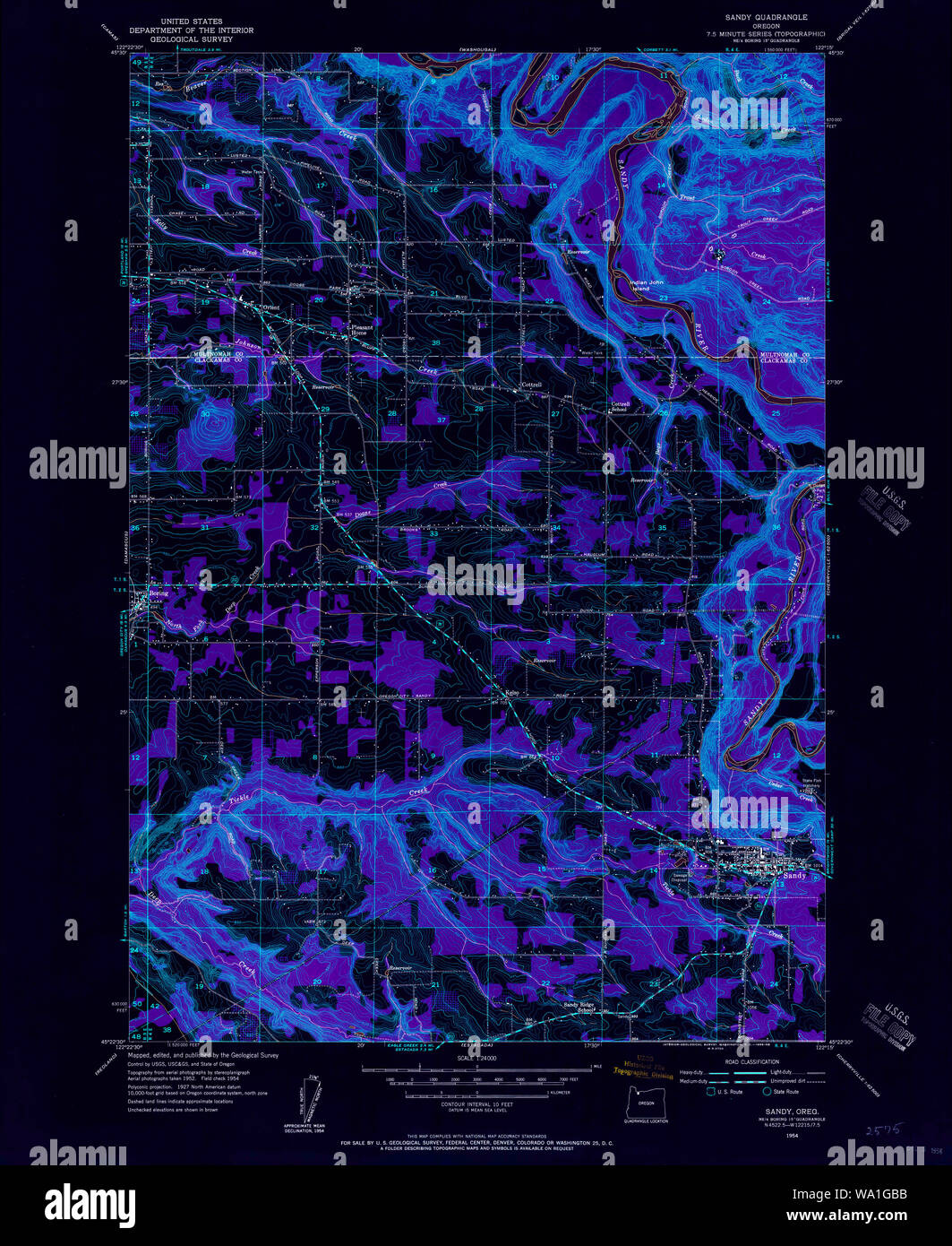 Sandy oregon map hi-res stock photography and images - Alamy