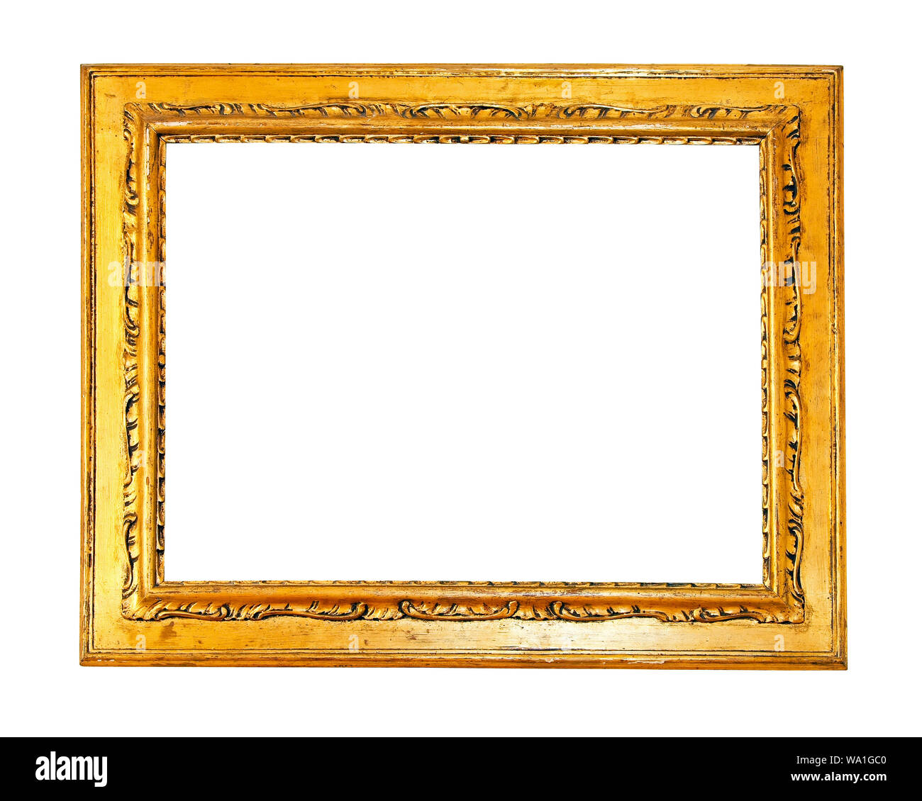Golden picture frame isolated included clipping path Stock Photo - Alamy