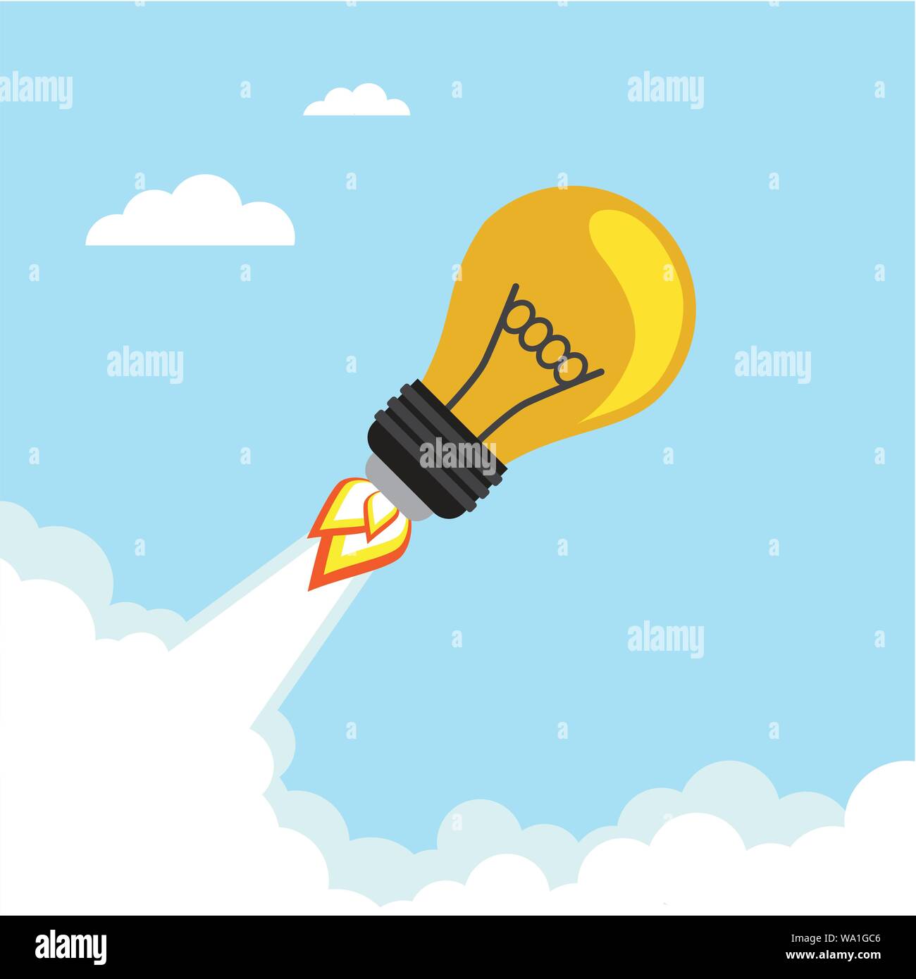 Bulb Rocket flying in the sky. Vector illustration Stock Vector Image ...