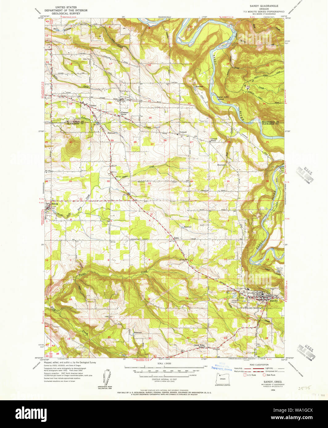 Sandy oregon map hi-res stock photography and images - Alamy