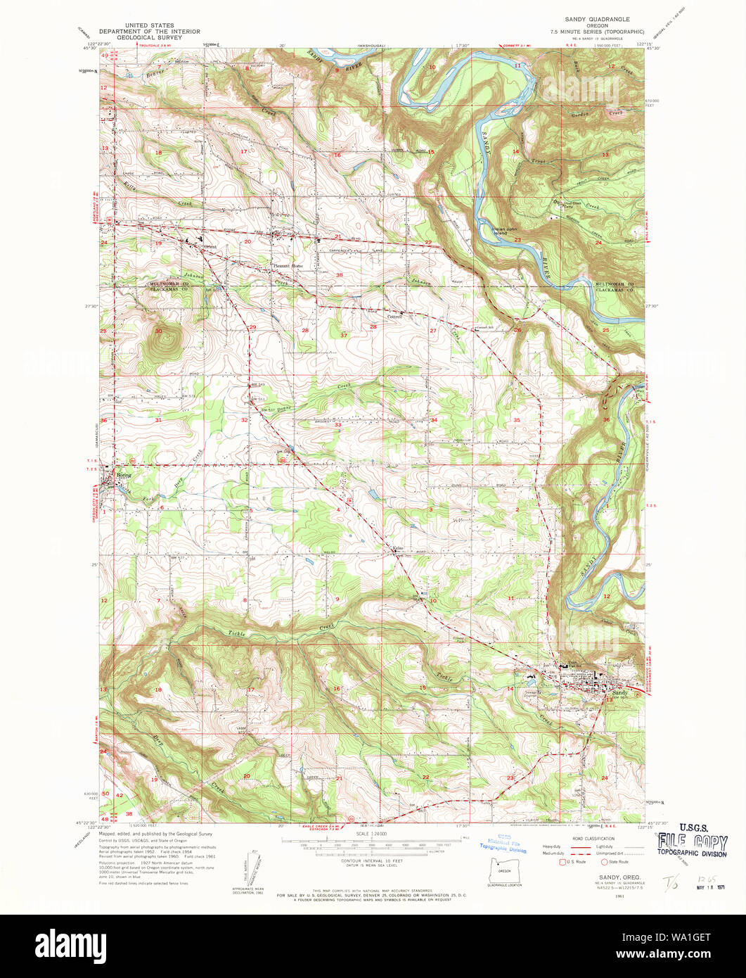 Map of sandy oregon hi-res stock photography and images - Alamy