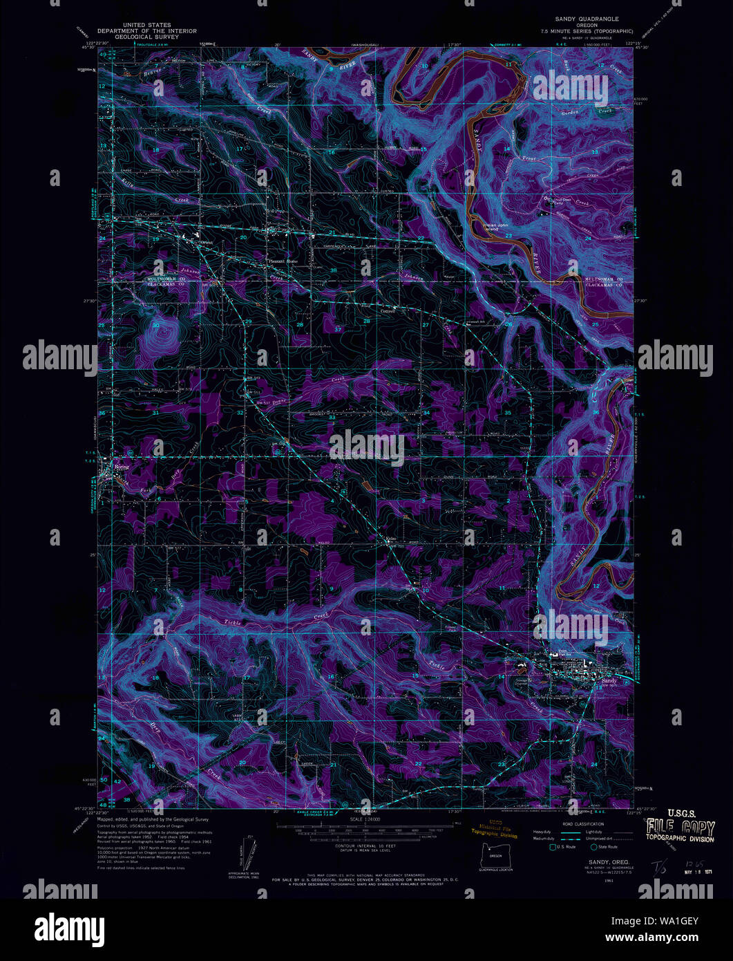 Sandy oregon map hi-res stock photography and images - Alamy