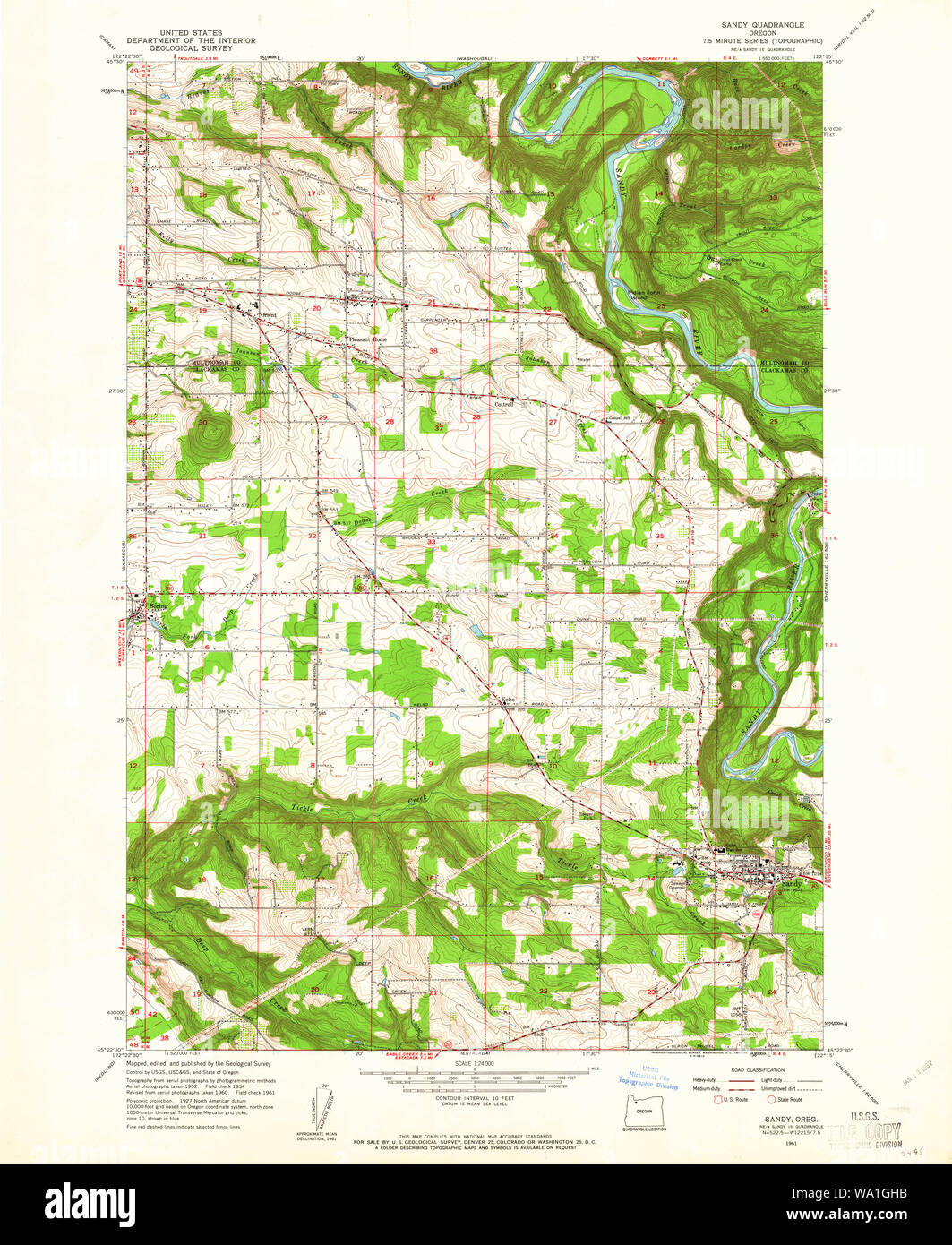 Map of sandy oregon hi-res stock photography and images - Alamy