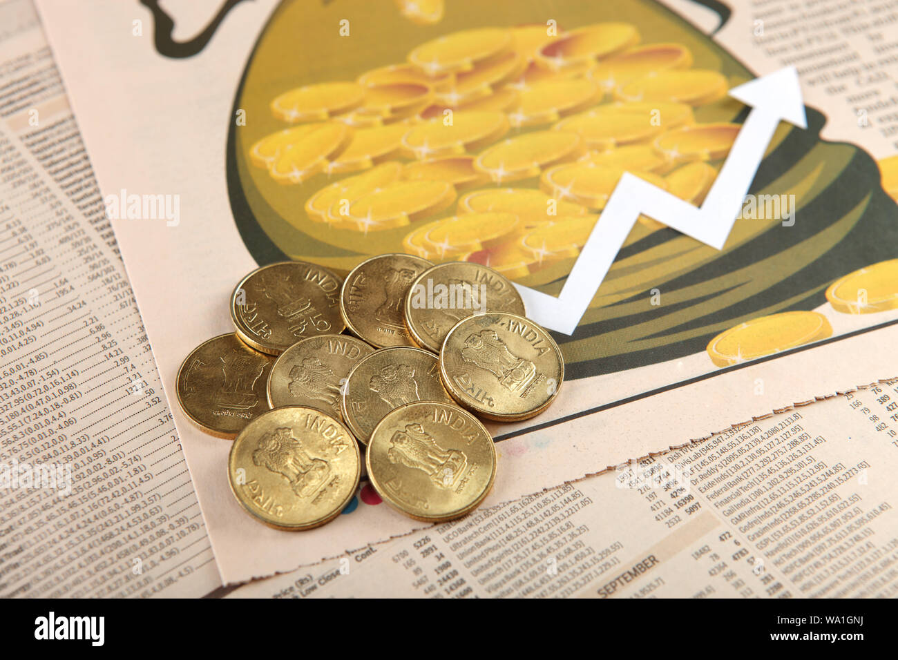 Indian currency representing profit Stock Photo - Alamy