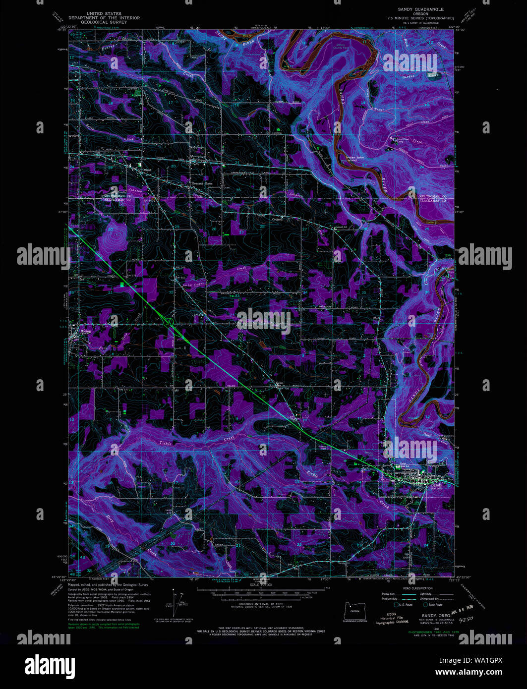 Sandy oregon map hi-res stock photography and images - Alamy