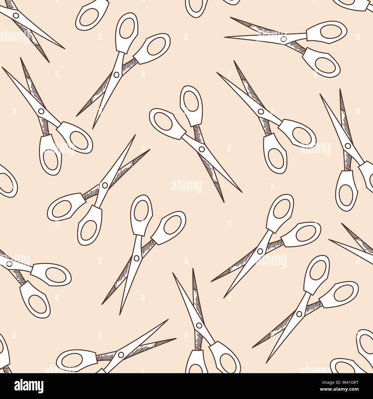School Scissors Seamless. Back To School Sketch Doodle Design. Vector ...
