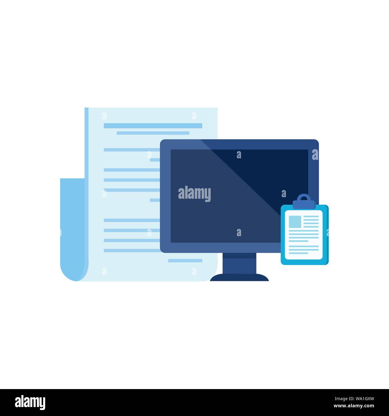 desktop computer with paper document Stock Vector Image & Art - Alamy