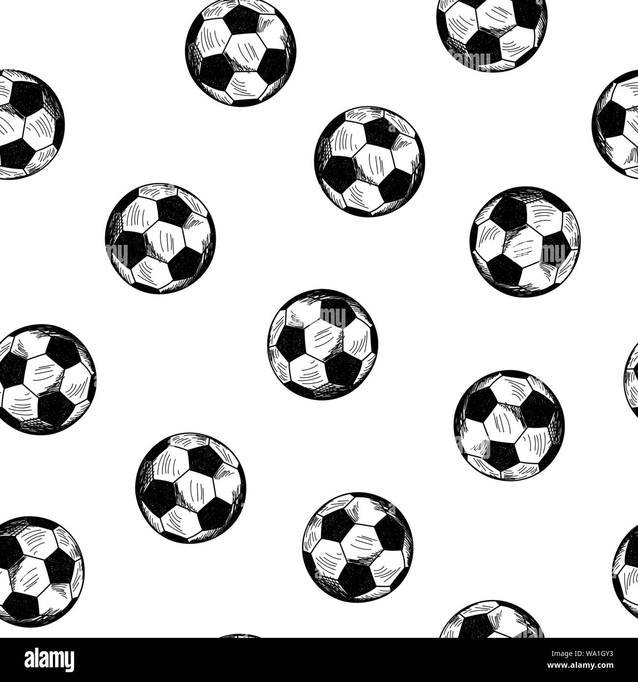Football Seamless Pattern. Sketch Doodle Design. Vector Illustration ...