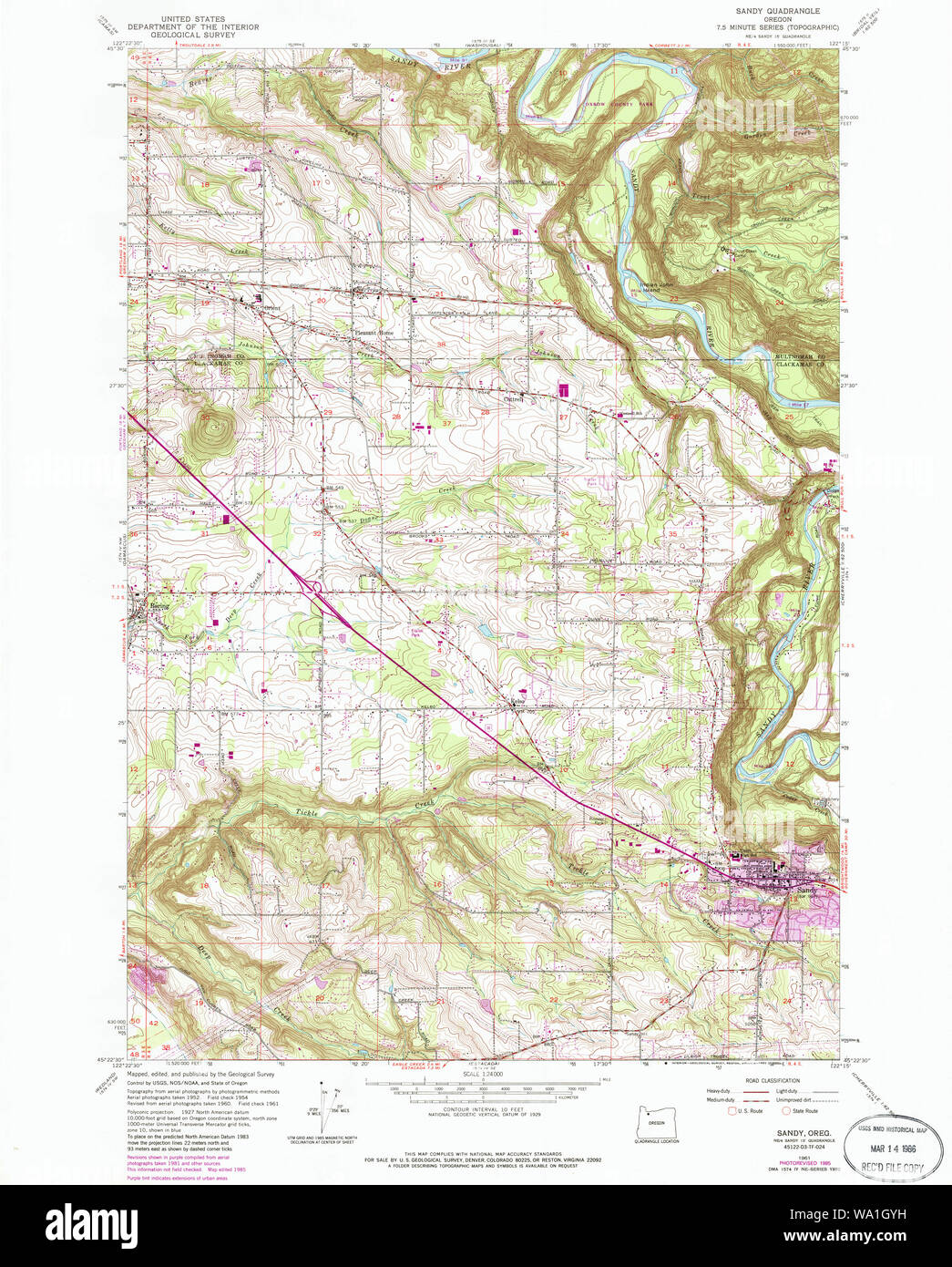 Sandy oregon map hi-res stock photography and images - Alamy