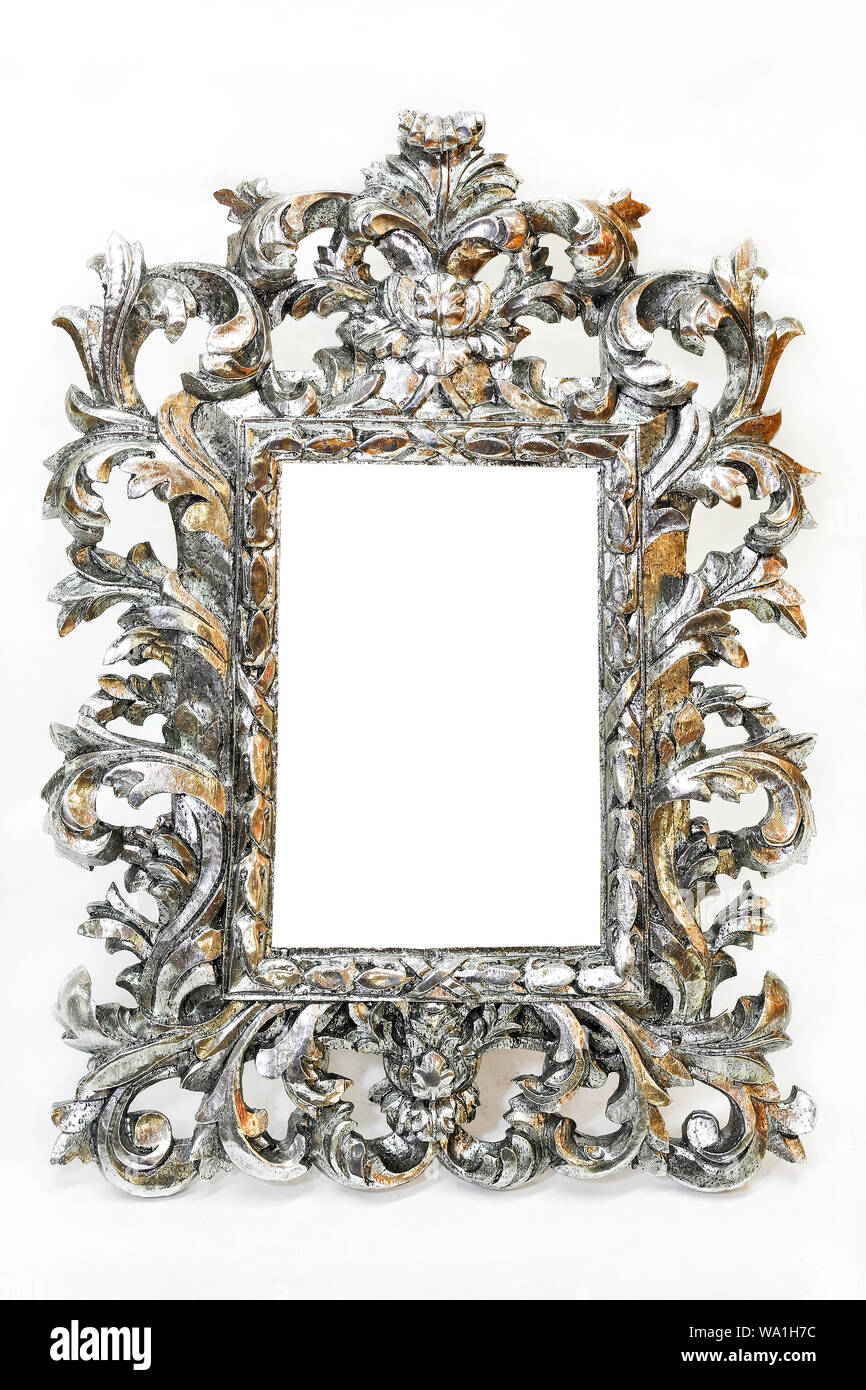 Very old and luxurious silver photo frame Stock Photo - Alamy