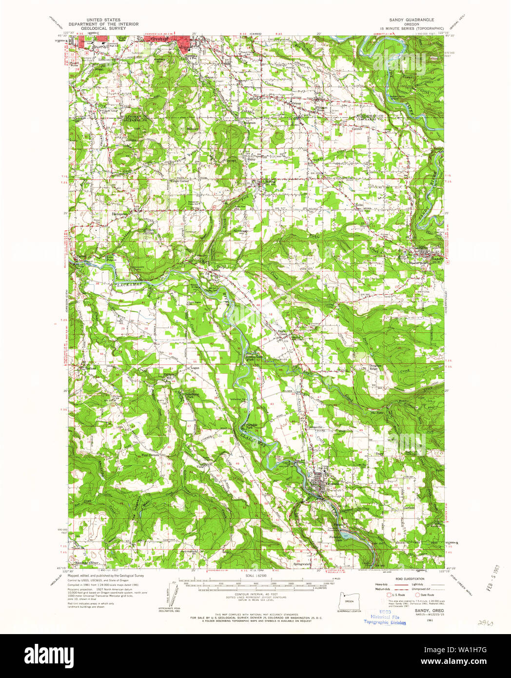 Map of sandy oregon hi-res stock photography and images - Alamy