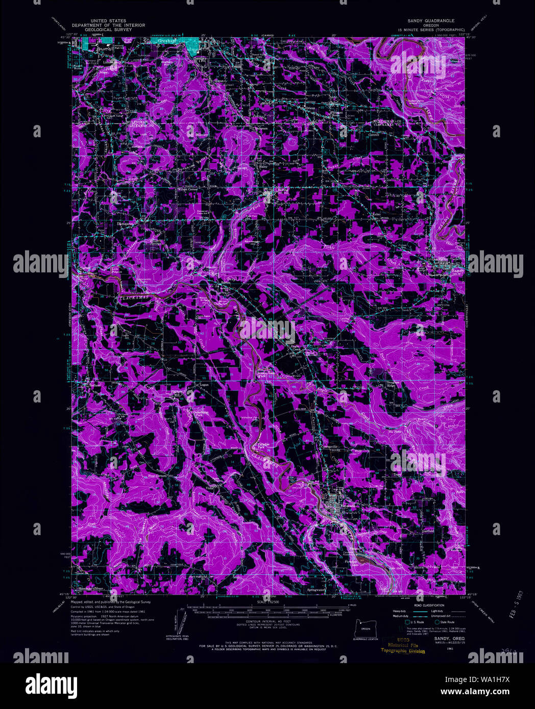 Map of sandy oregon hi-res stock photography and images - Alamy