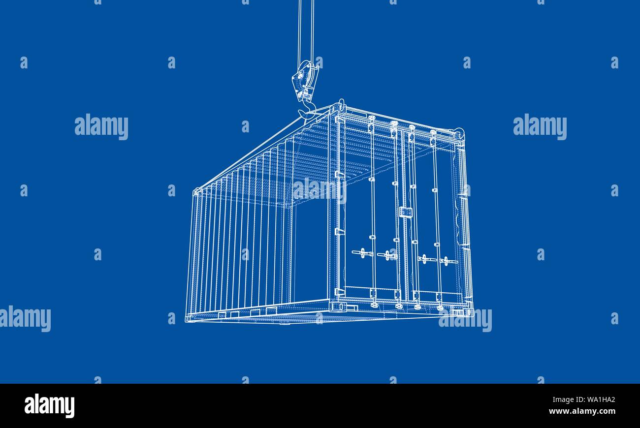 Cargo container. Wire-frame style Stock Vector Image & Art - Alamy