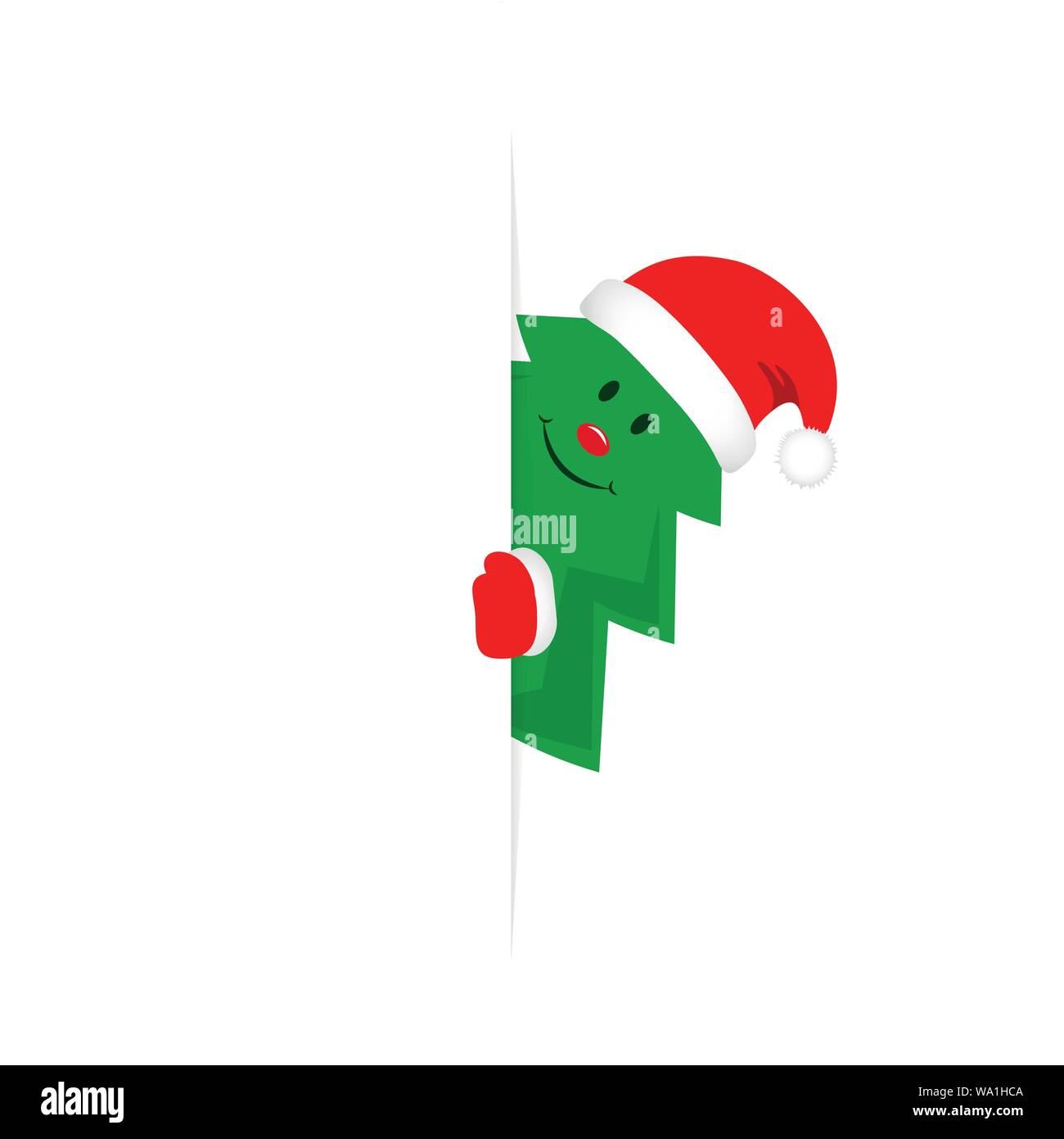 cute christmas tree looks around the corner funny christmas design ...