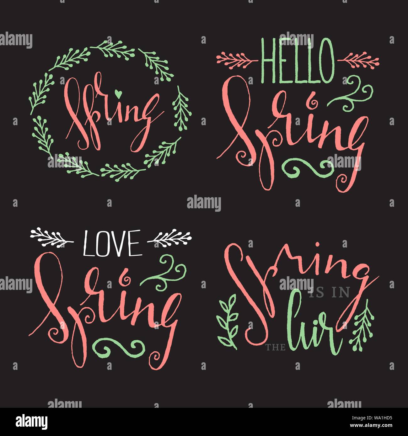 Handwritten calligraphic Spring lettering set Stock Vector Image & Art ...