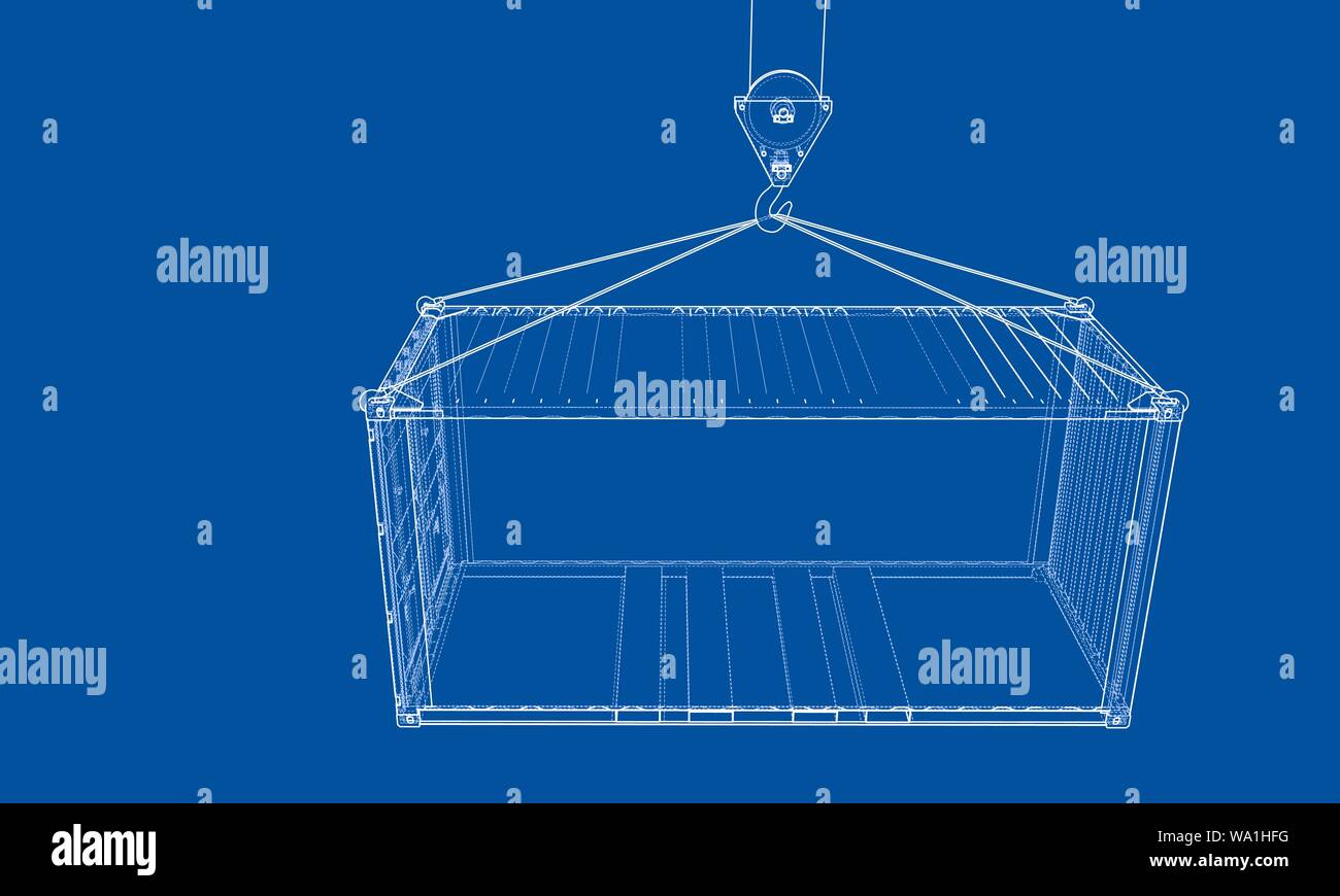 Cargo container. Wire-frame style Stock Vector Image & Art - Alamy