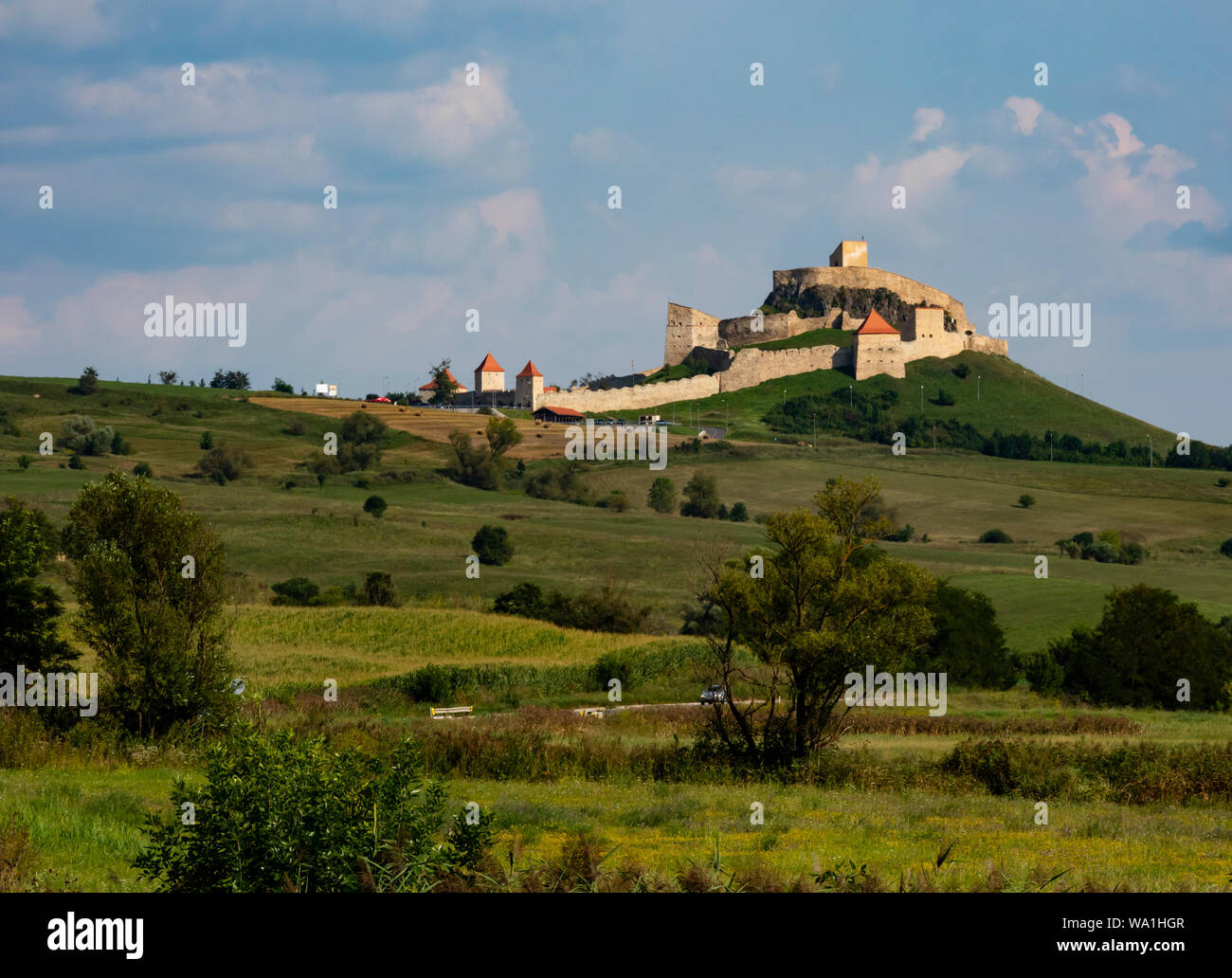 Rupea, Romania - August 21st, 2018: The Rupea citadel, one of the ...
