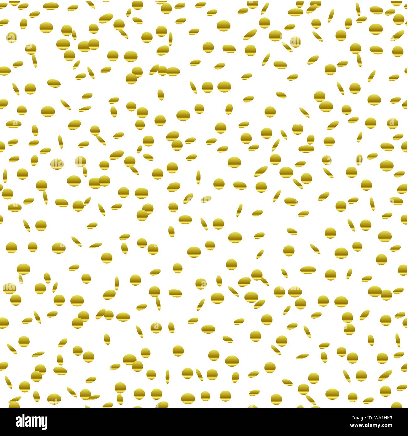 seamless pattern golden coins confetti rain on white background vector ...