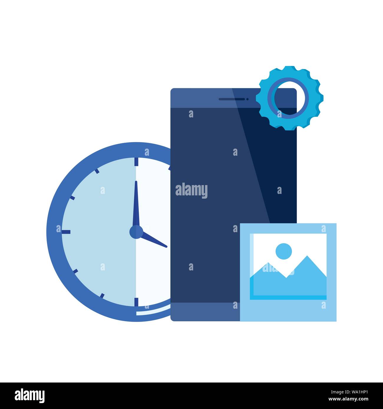 smartphone device with time clock Stock Vector Image & Art - Alamy