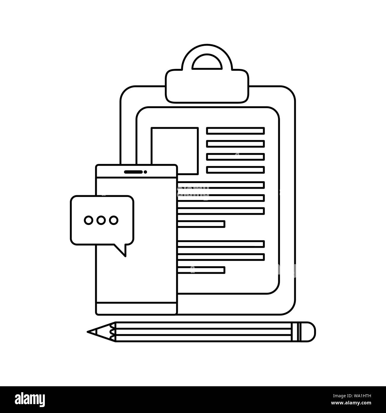 checklist clipboard with smartphone device Stock Vector Image & Art - Alamy