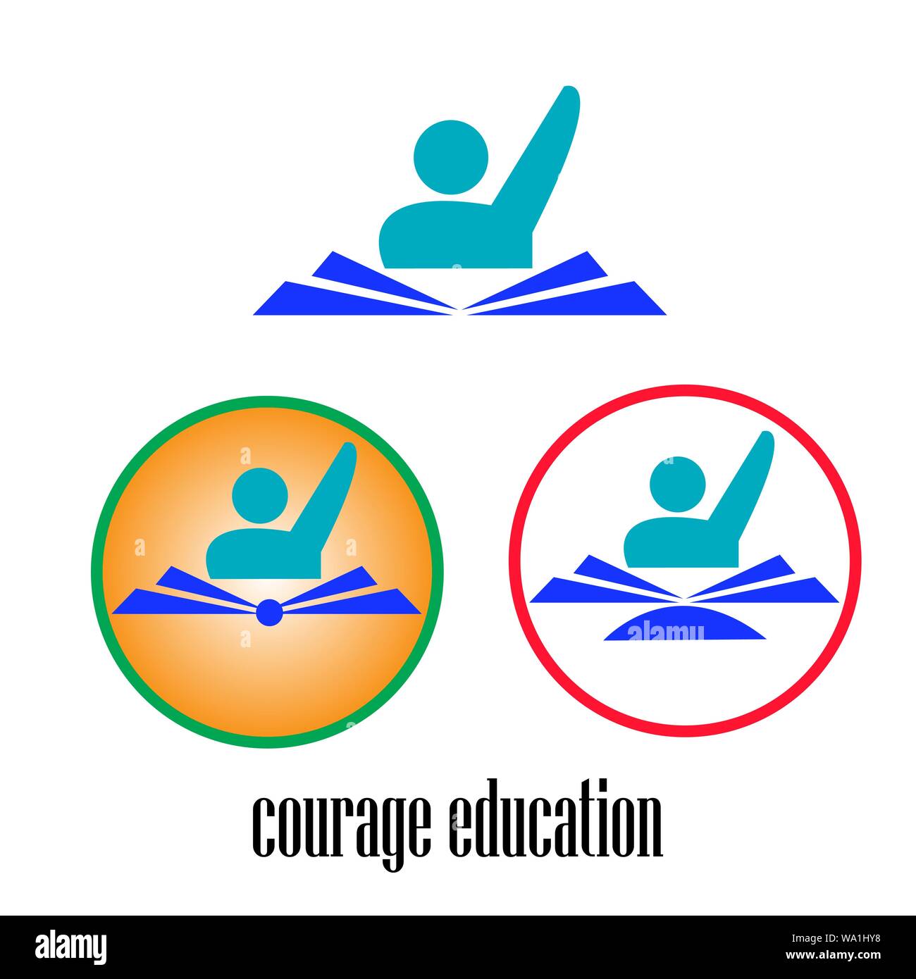 Basic education logo template. with pictures of books and children ...