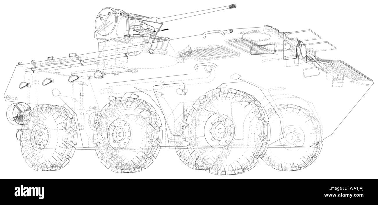 Military machine technical wire-frame. EPS10 format. Vector created of ...