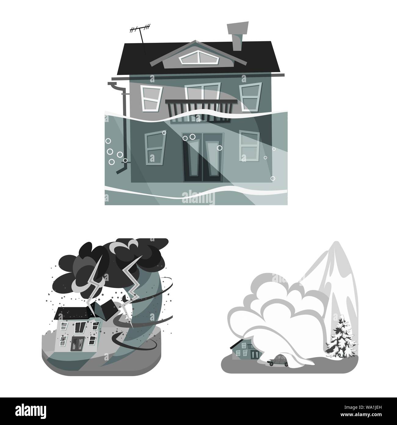 Vector illustration of nature and apocalypse sign. Set of nature and ...