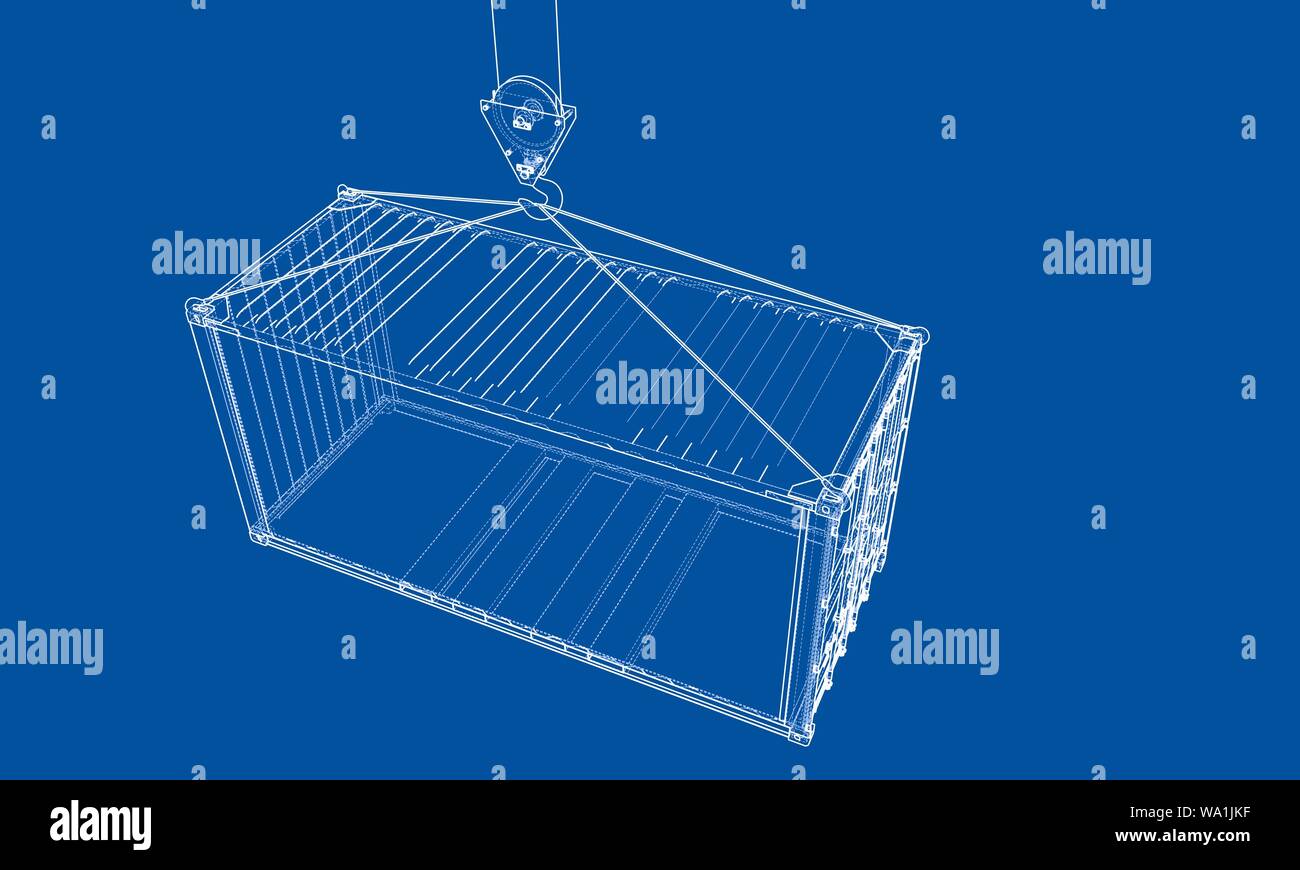 Cargo container. Wire-frame style Stock Vector Image & Art - Alamy