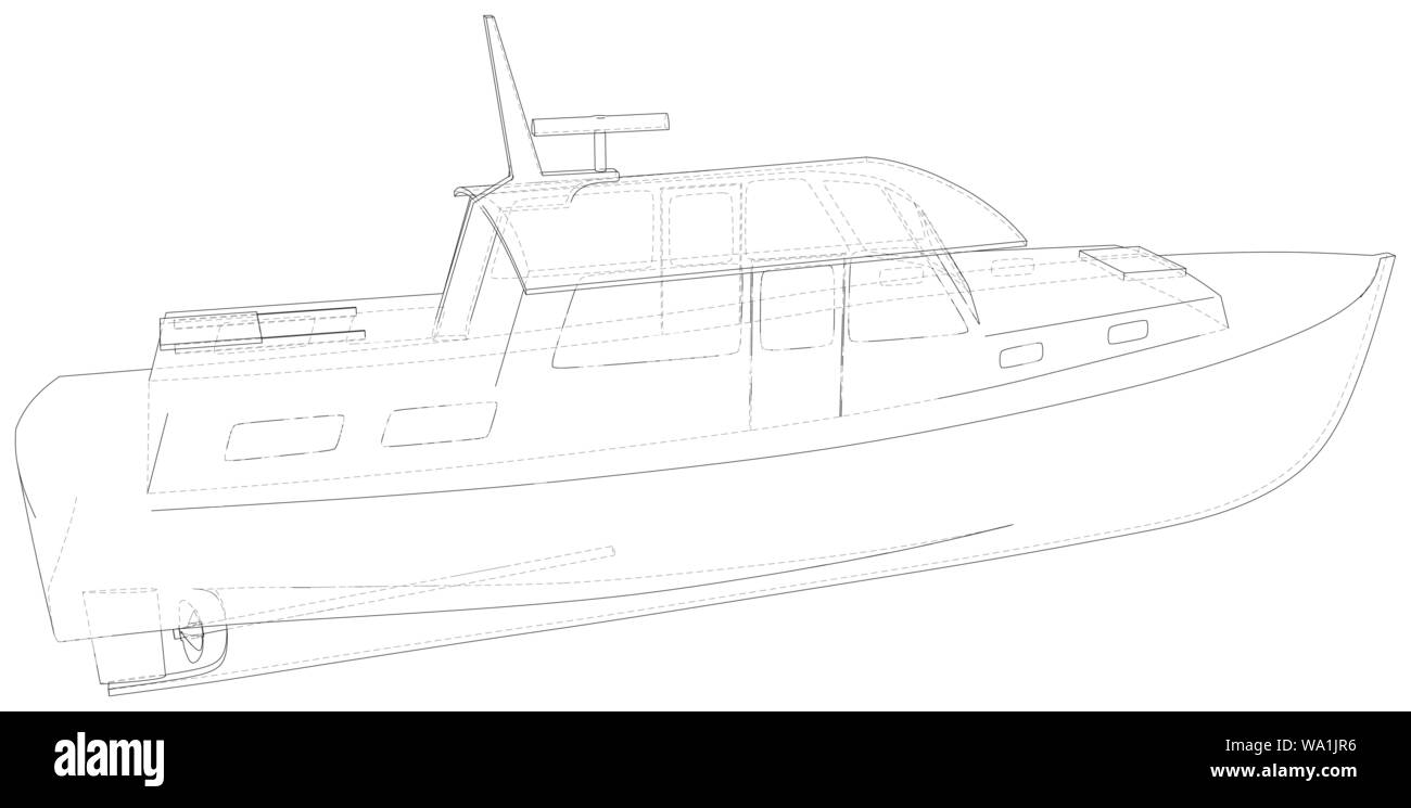 Boat line. EPS10 format. Wire-frame Vector created of 3d Stock Vector ...