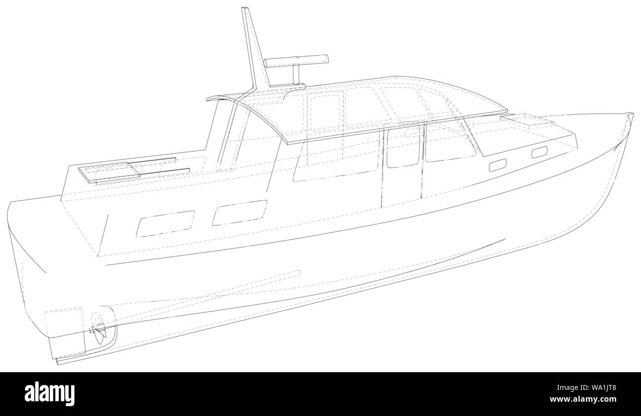 Ships, boats wire-frame. Vector illustration. Tracing illustration of ...