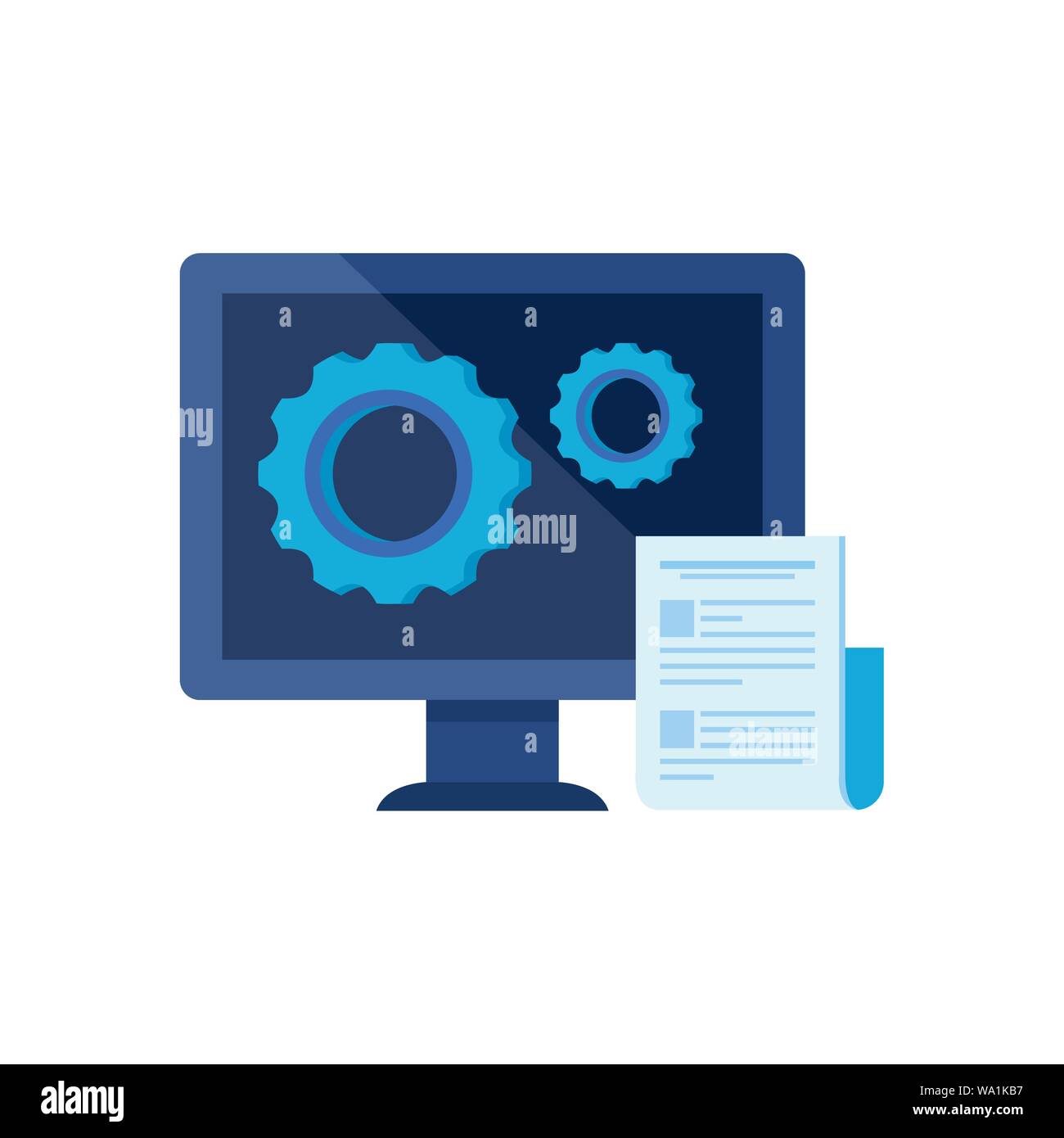desktop computer with gears settings Stock Vector Image & Art - Alamy