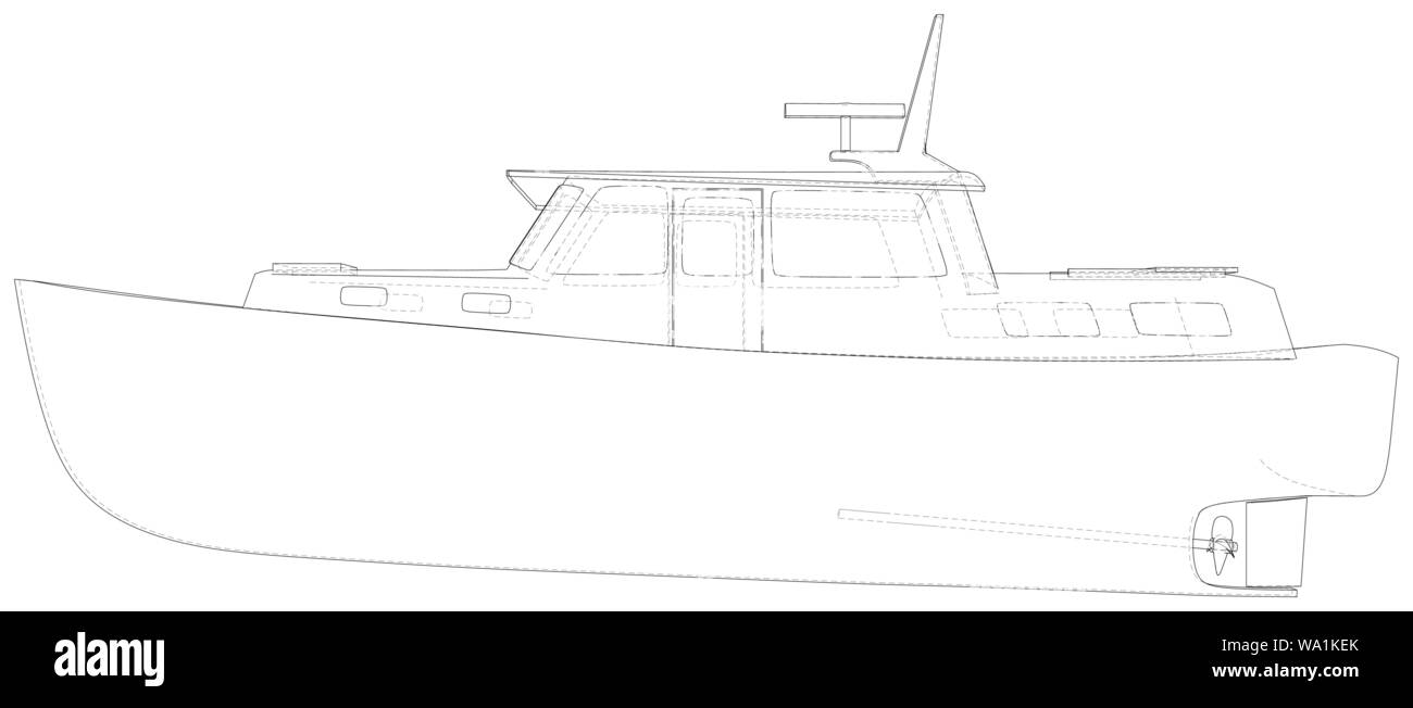 Ships, boats wire-frame. Vector illustration. Tracing illustration of ...