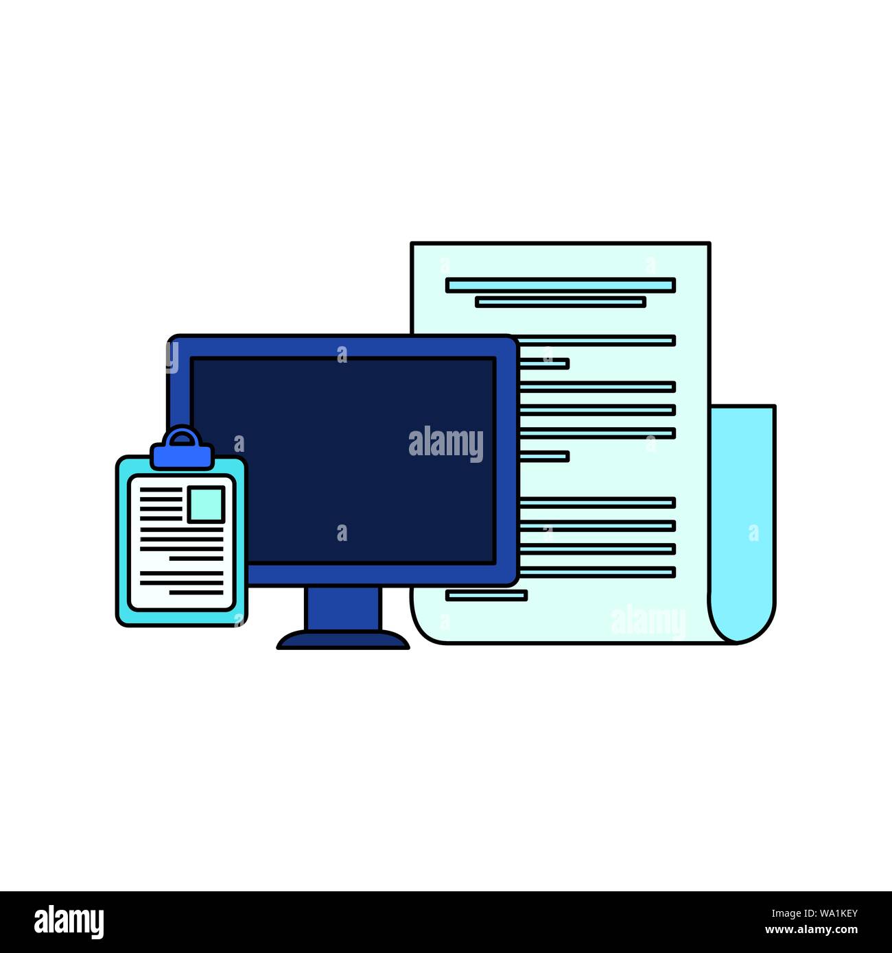 desktop computer with paper document Stock Vector Image & Art - Alamy