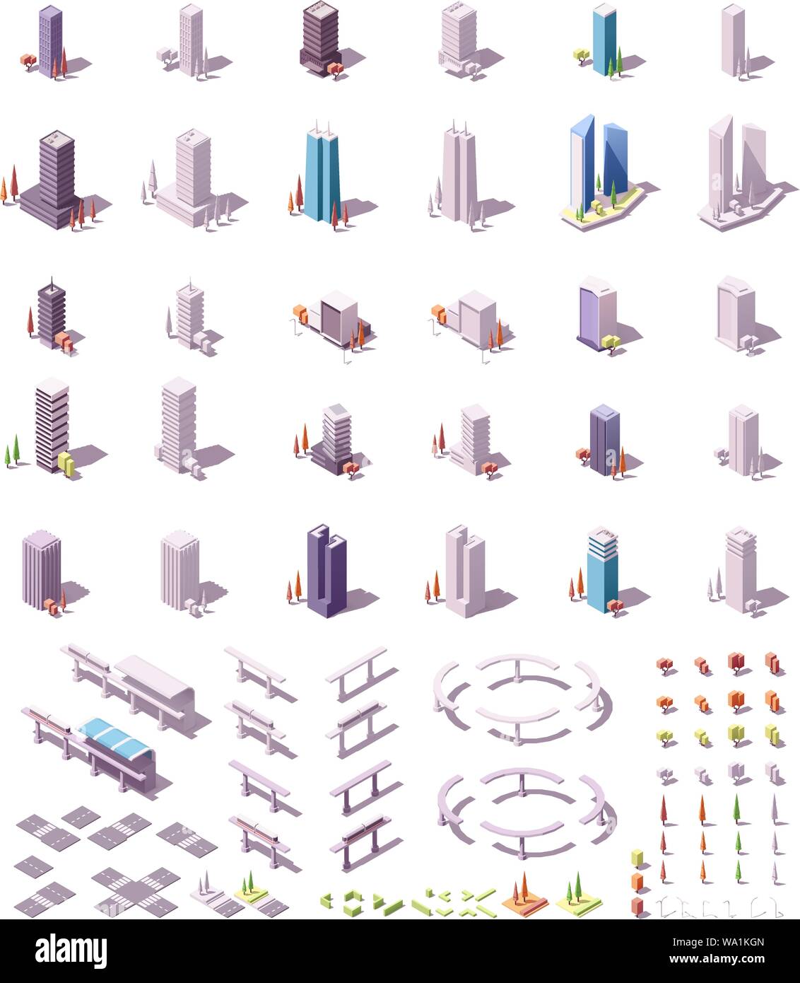 Vector isometric city buildings set Stock Vector Image & Art - Alamy