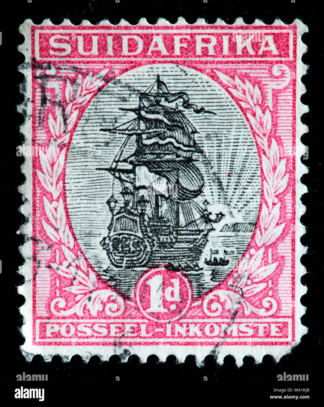 Jan Van Riebeeck's ship, postage stamp, South Africa, 1926 Stock Photo ...