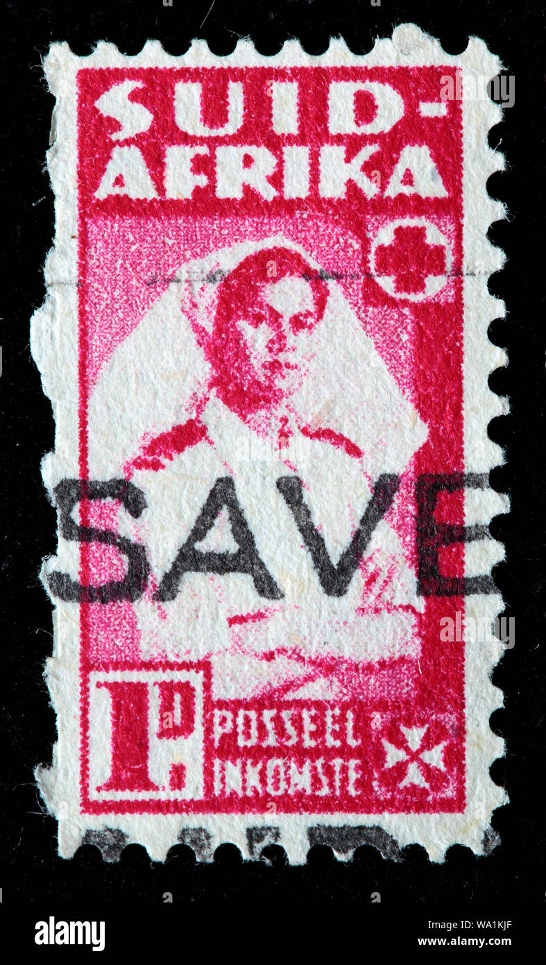 Nurse, Red cross, postage stamp, South Africa, 1943 Stock Photo - Alamy