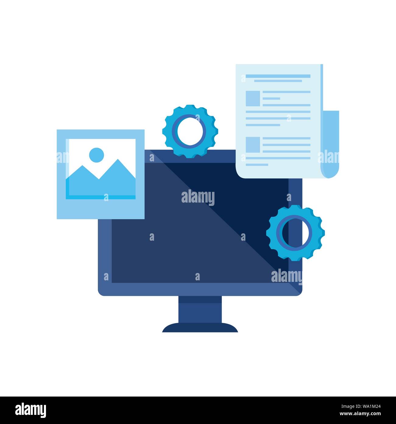 desktop computer with paper document Stock Vector Image & Art - Alamy