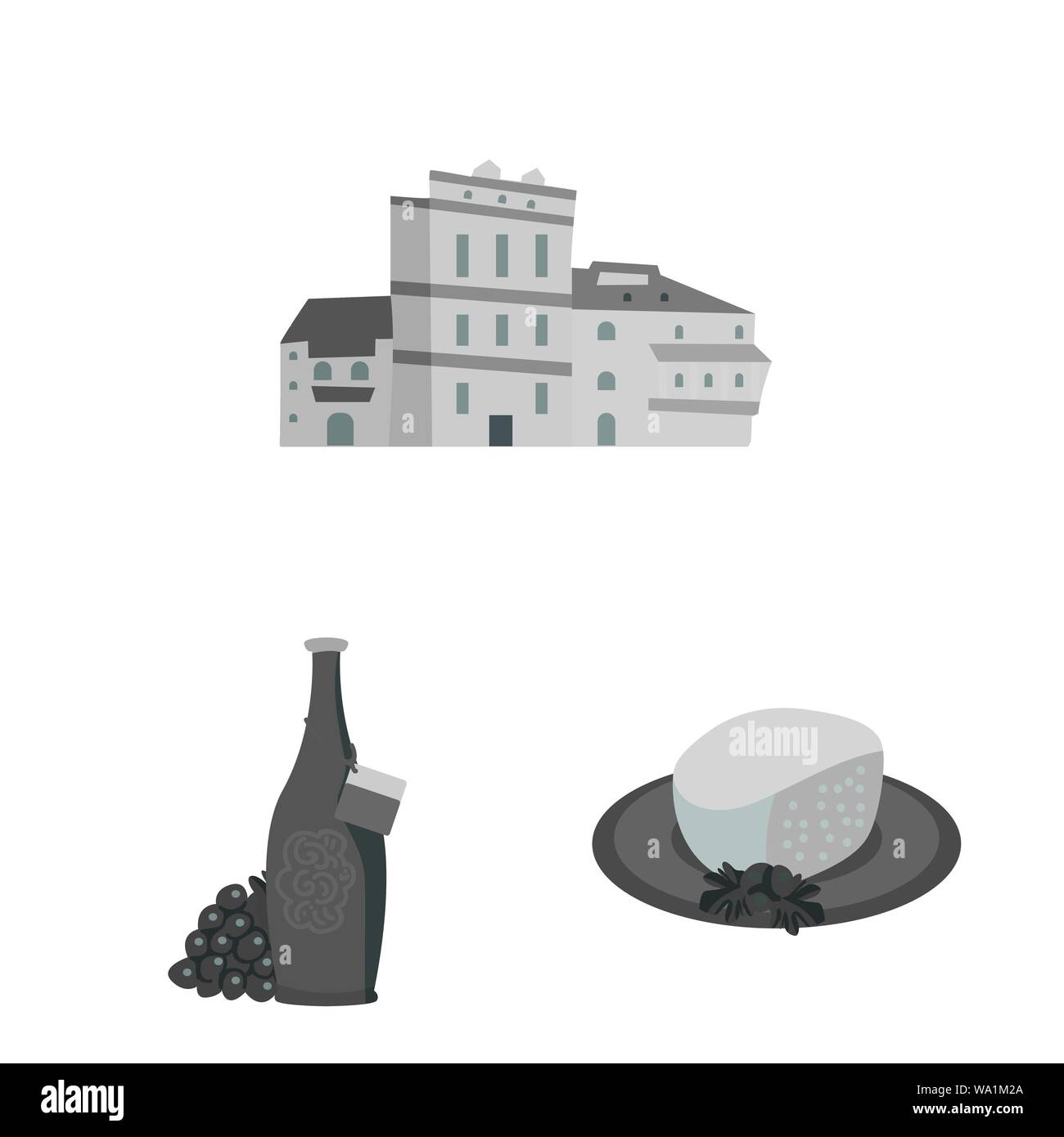 Isolated object of attributes and tourism logo. Set of attributes and ...