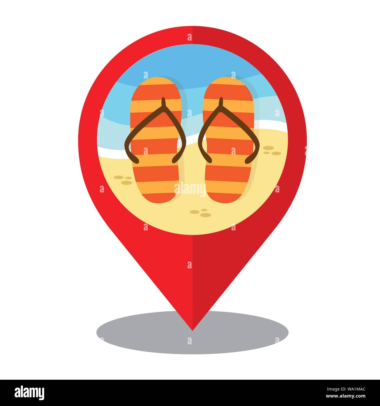 Summer time pin mark. Vacation icon and beach concept. Vector ...