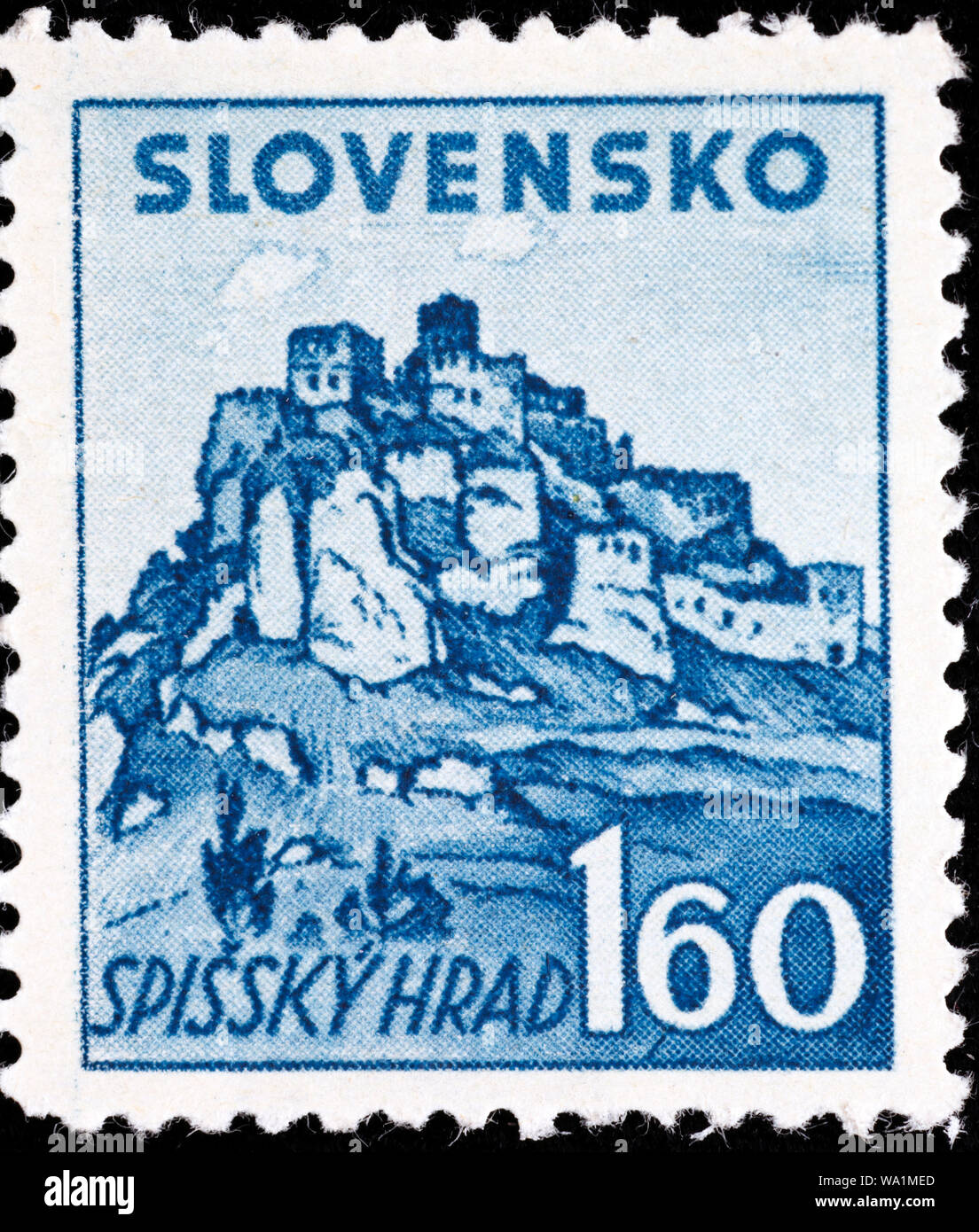 Spissky hrad castle, postage stamp, Slovakia, 1941 Stock Photo - Alamy