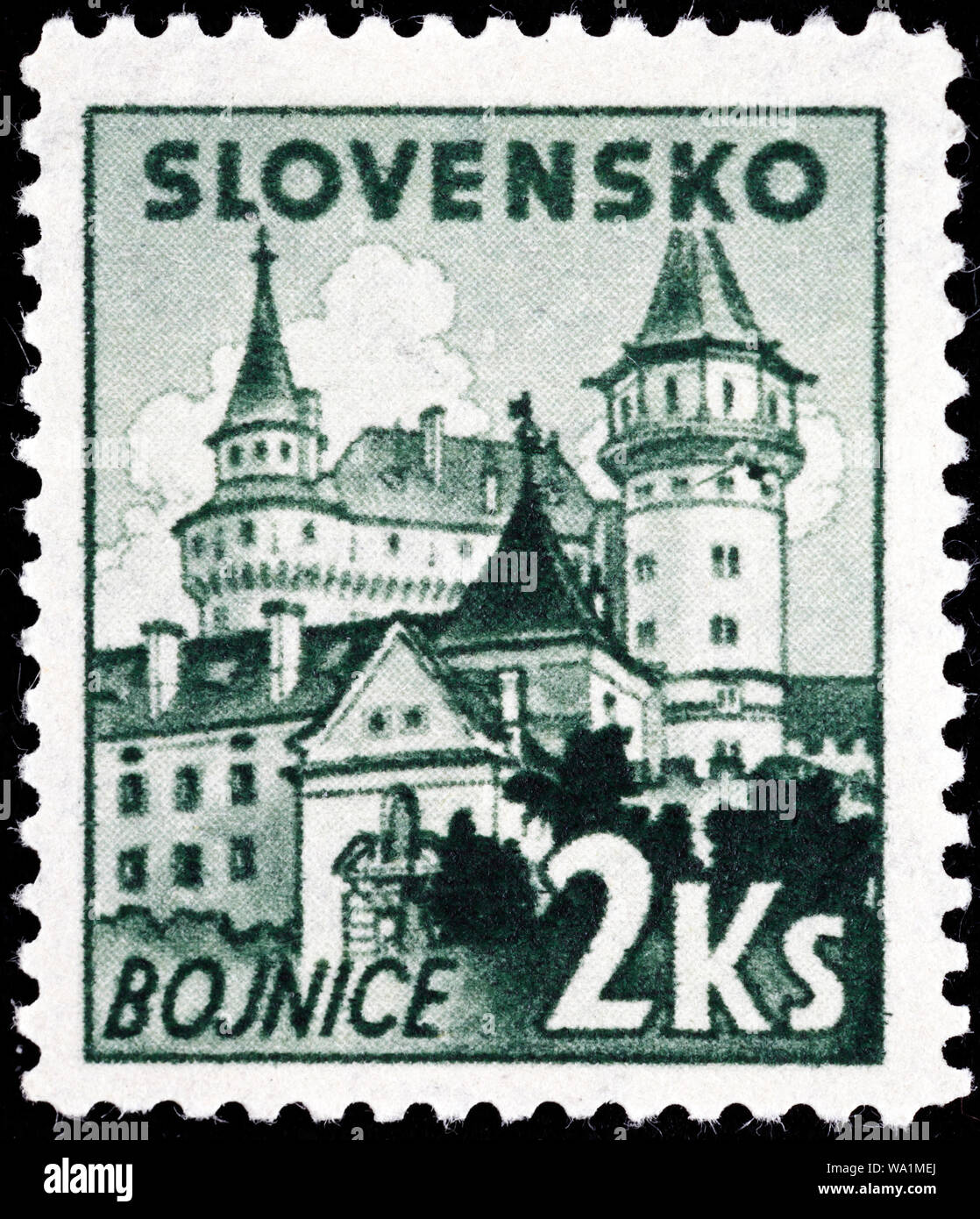 Bojnice castle, postage stamp, Slovakia, 1941 Stock Photo - Alamy