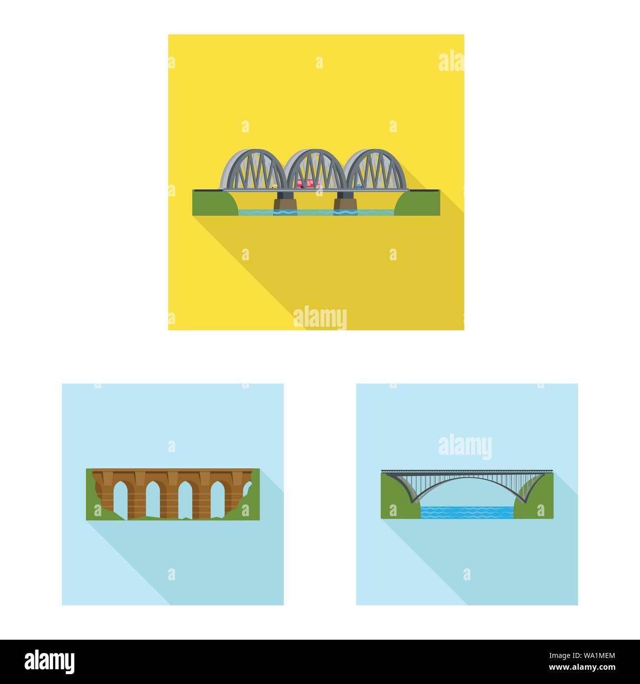 Vector illustration of bridgework and bridge symbol. Collection of ...