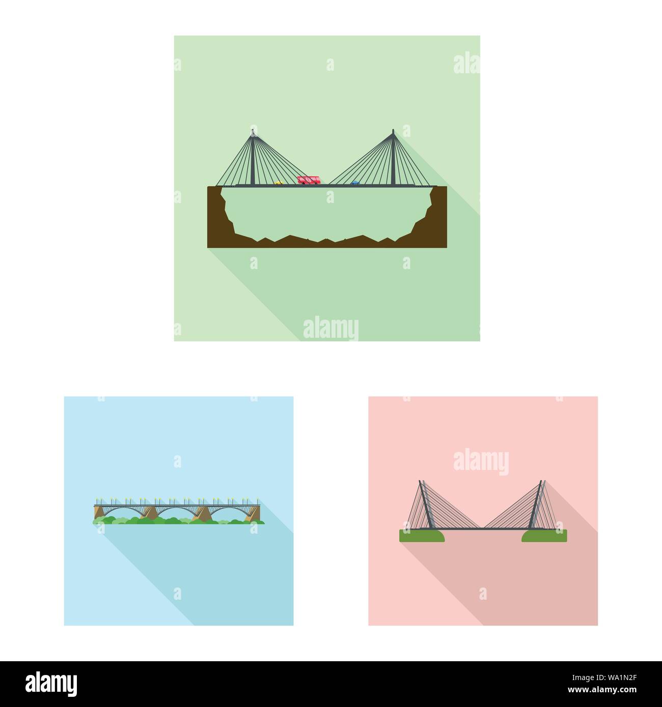 Vector design of bridgework and bridge icon. Set of bridgework and ...