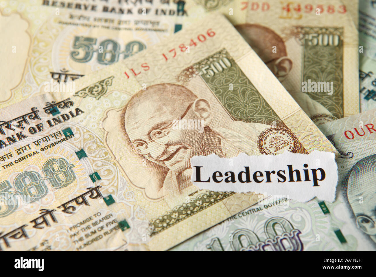 Indian paper currency label leadership hi-res stock photography and ...