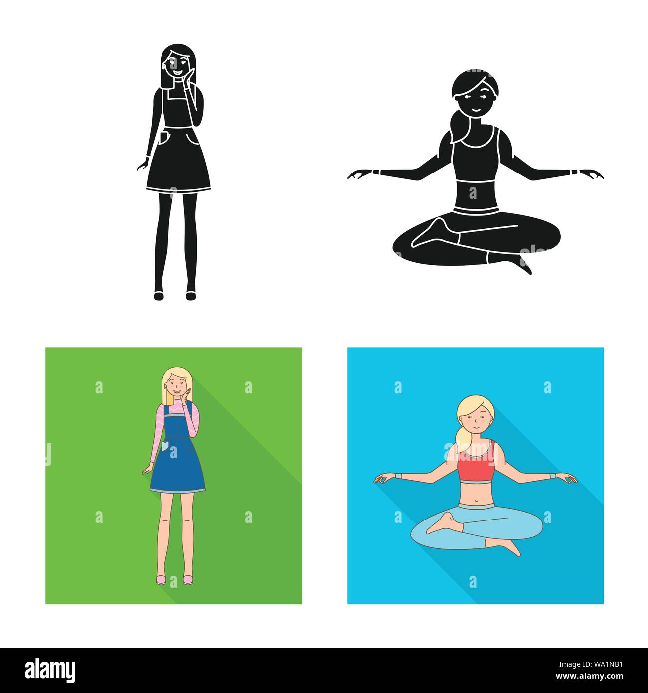 Vector design of posture and mood icon. Collection of posture and ...