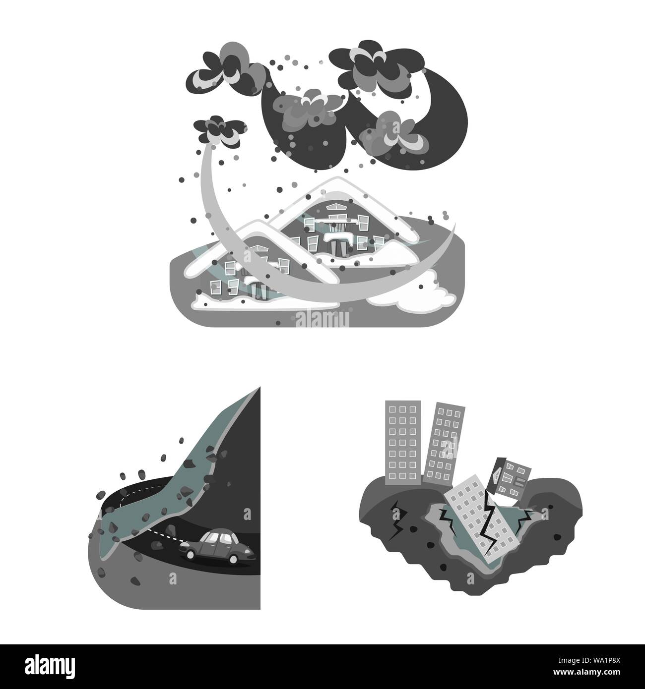 Vector illustration of nature and apocalypse sign. Collection of nature ...
