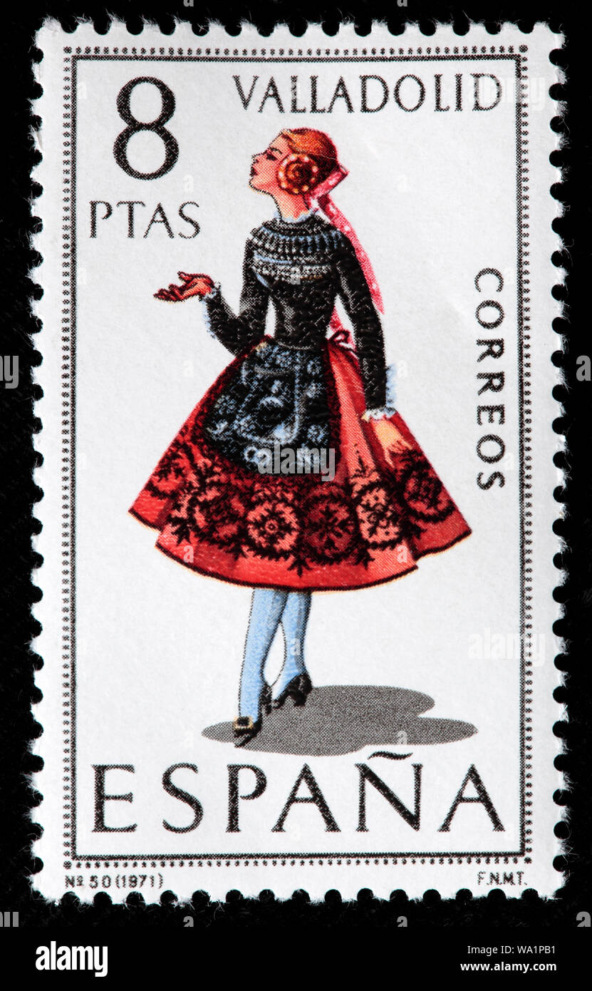 Valladolid, Castile and Leon, woman in traditional fashioned regional ...