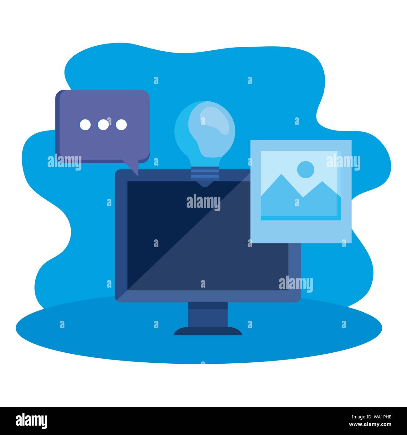 desktop computer with speech bubble Stock Vector Image & Art - Alamy