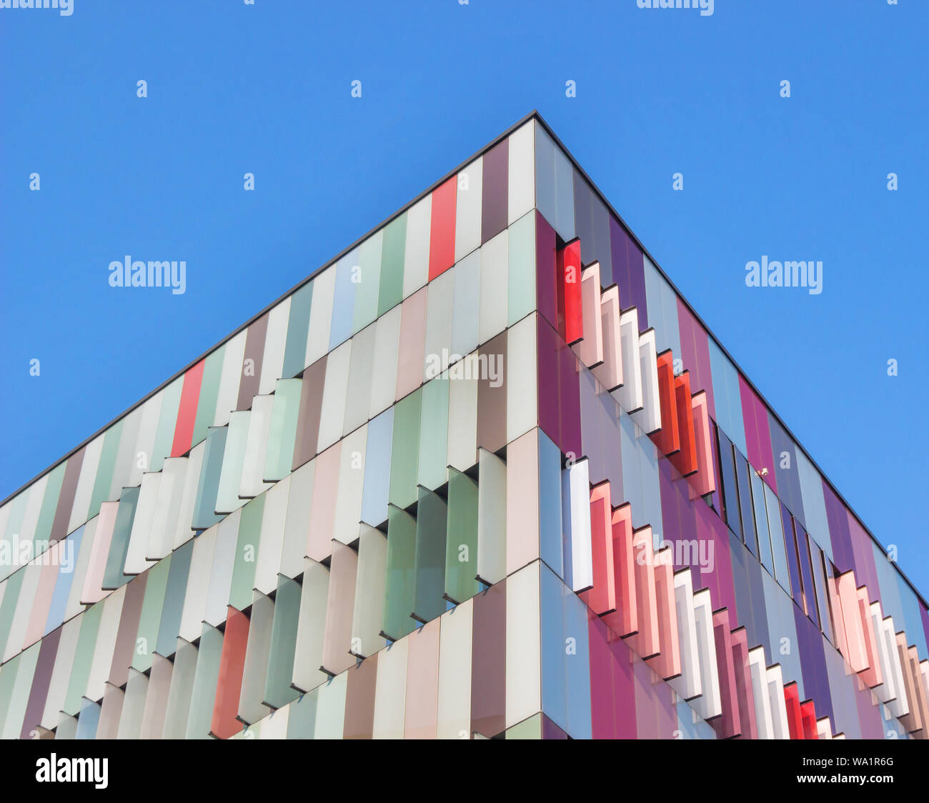 MILAN ITALY OCTOBER 13, 2017 Modern exterior of a bright & colorful ...